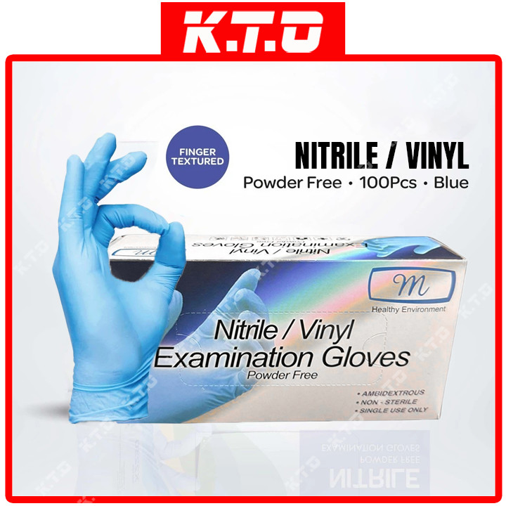 100pcs / Box Latex White Nitrile Blue Examination Disposable Glove ...
