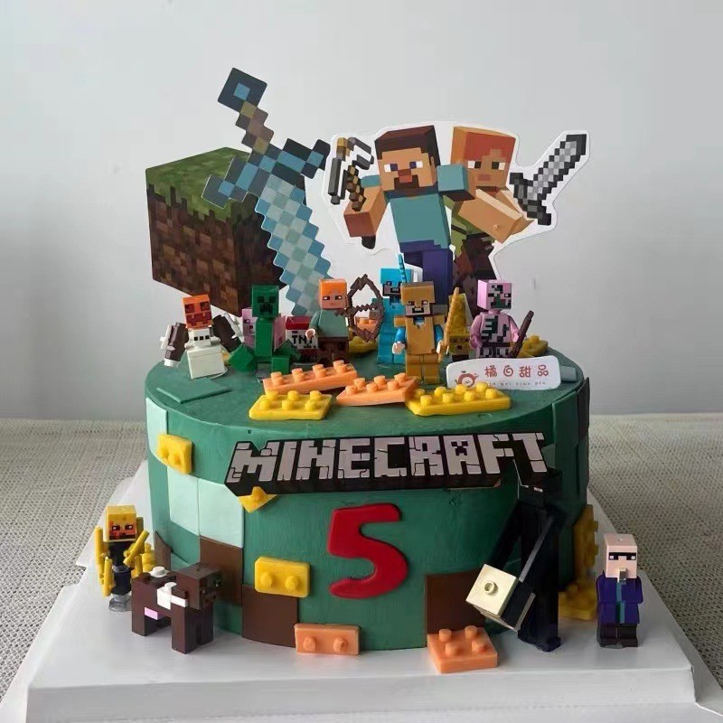 Minecraft Creeper Enderman Steve Cake Topper 我的世界蛋糕装饰蛋糕插件 | Shopee Malaysia