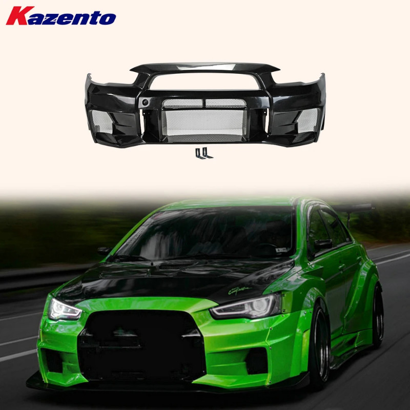 For Mitsubishi EVO 10 X 07-16 VS3 Style Front Bumper Fiberglass Unpaint ...