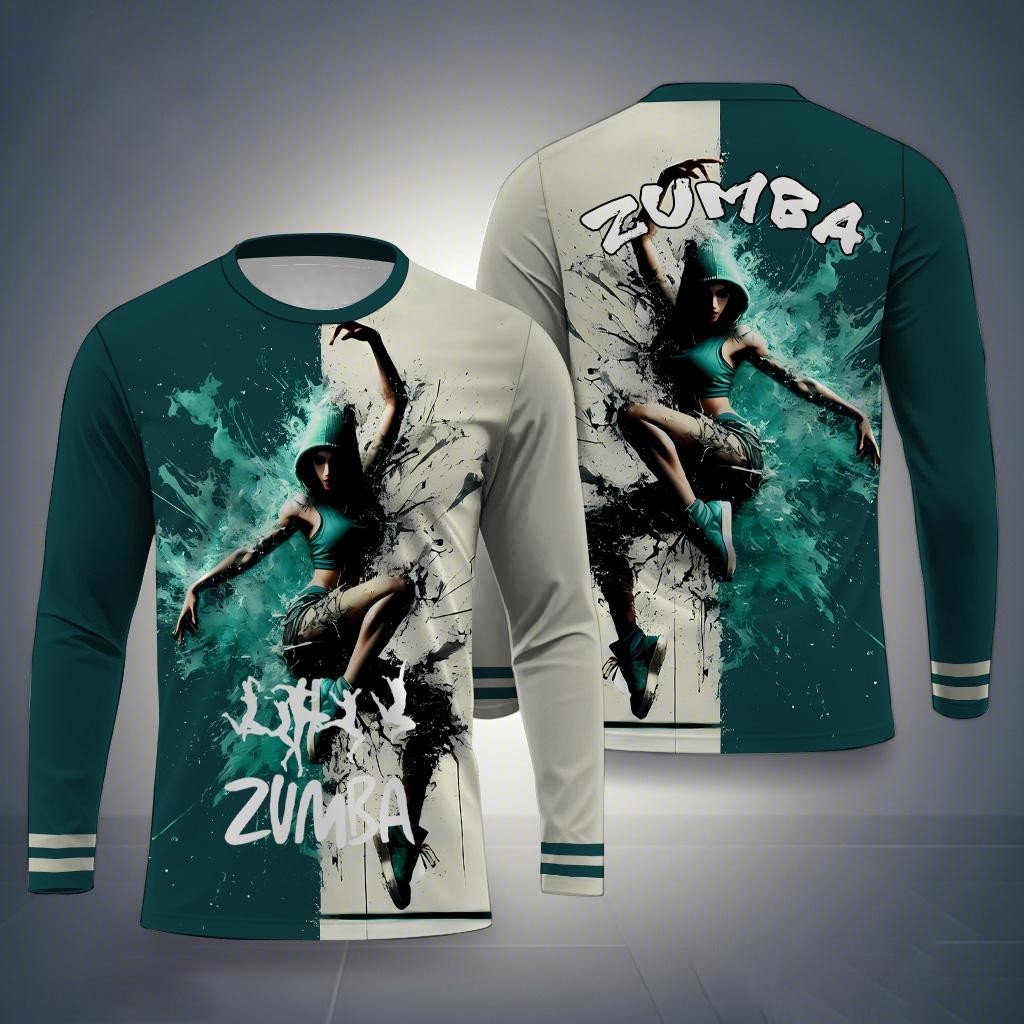 Cyber Neon Aesthetic Zumba Long-Sleeve Workout Shirt Featuring Dynamic ...