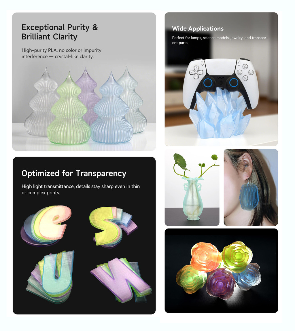eSUN PLA Clear Rainbow Filament High Transparency 3D Printer Filament ...