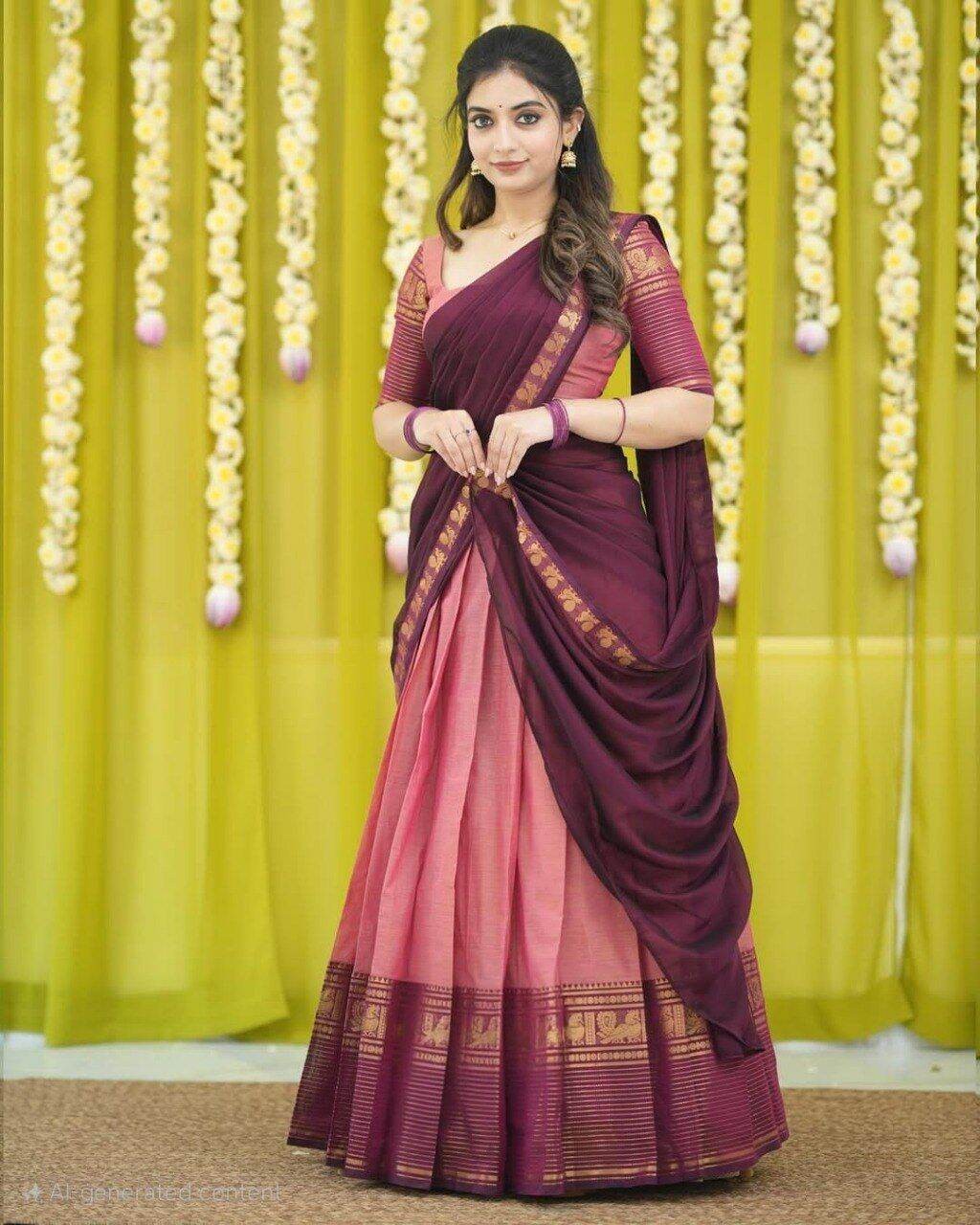 (READY STOCK ) MK1329 LEHENGA New arrivals Half Saree PAVADAI THAVANI ...
