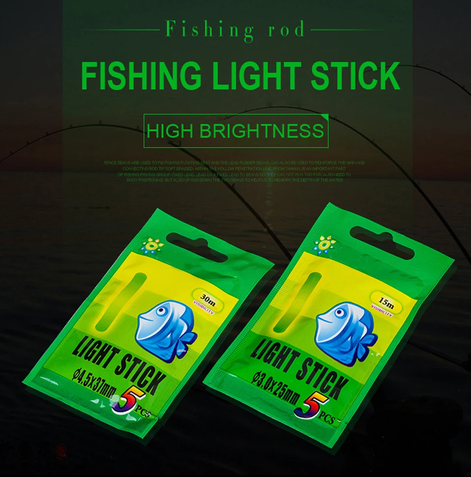 WALK FISH 4.5*37mm/3.0*25mm Float Fluorescent Light Stick Night Glow ...