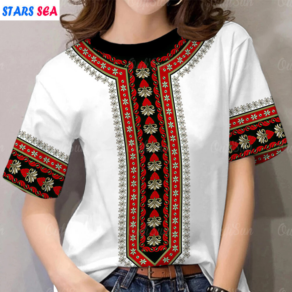 Retro Ethnic Clothing Plus Size Short Sleeved Top For Woman Asean ...