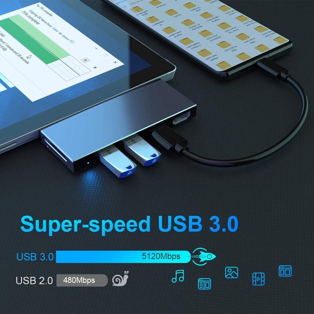 Hab Dok Dock Hub for Microsoft Surface Pro 6 5 4 Adapter 4K HDMI USB 3. ...