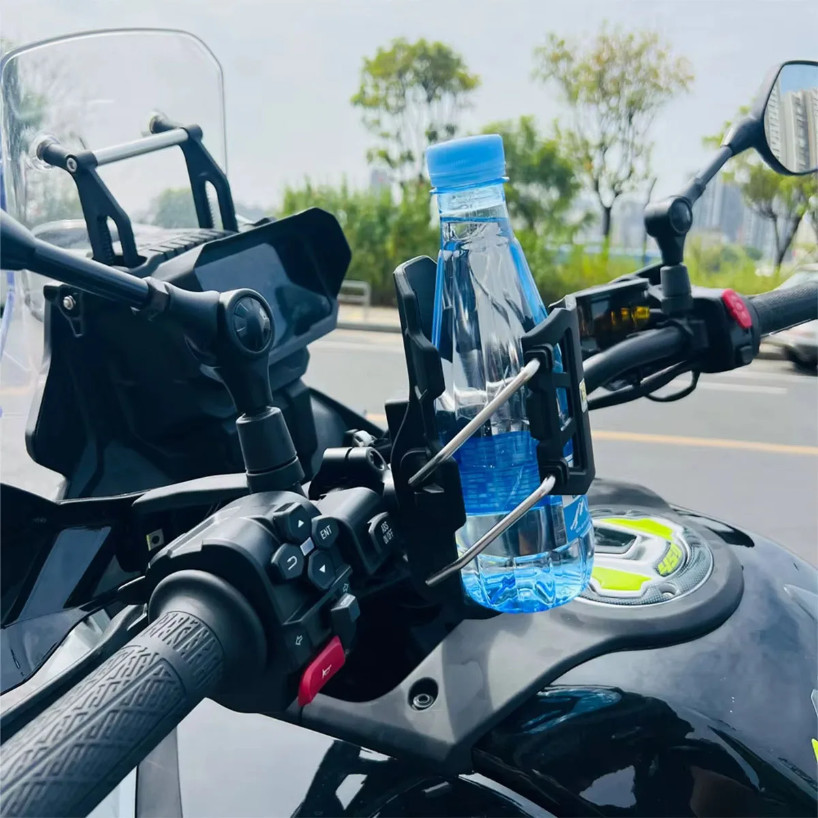 Premium Motorcycle Bottle Holder 32-77mm Adjustable Clamp Water Cage ...