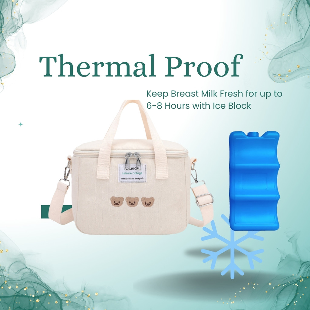 Mimo Baby Korean Cute Bear Mommy Breastmilk Cooling Bag / Mommy Diaper ...