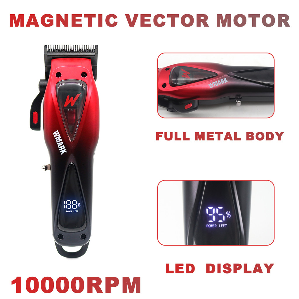 WMARK NGIF1 Men's Hair Clipper DLC Blade 10000RPM Magnetic Vector Motor ...