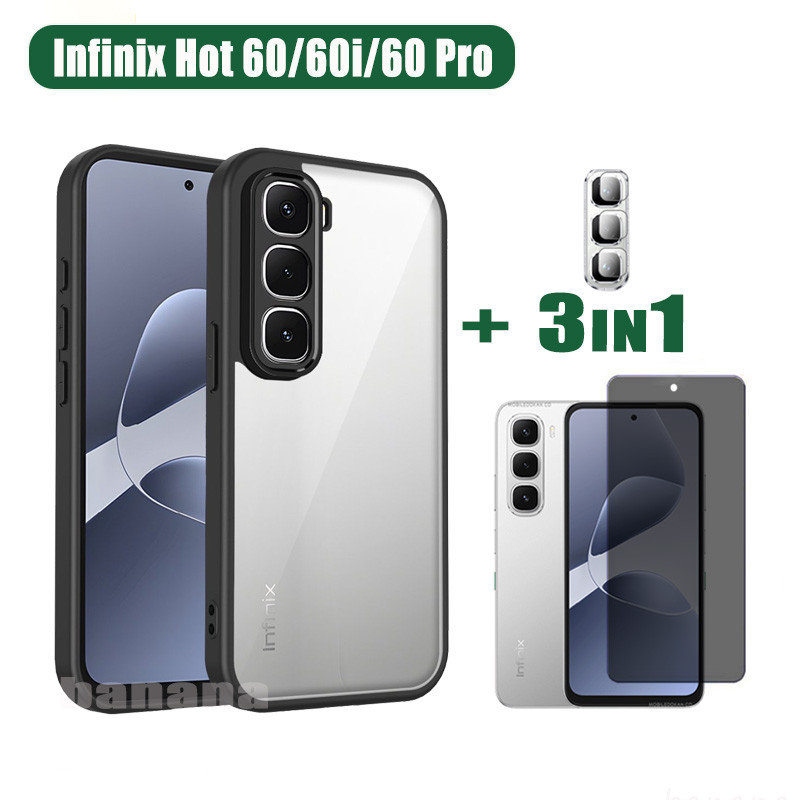 Infinix Hot 60i/Hot 60 Frosted Shockproof Phone Case 3 in 1 Clear ...