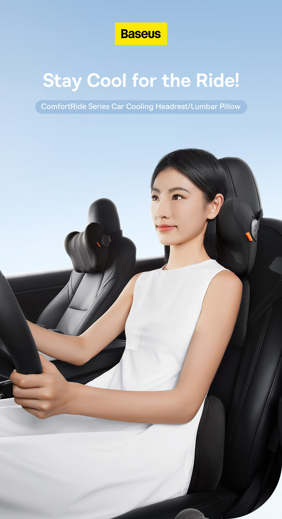 Baseus Car Lumbar Headrest Neck Pillow Support Cotton Soft Neck Cushion 3D Memory Foam | Shopee ...