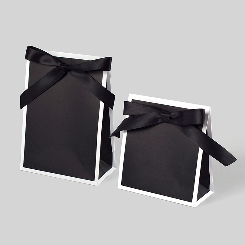 10PCS Paper Bags With Handles In Bulk, 2 Sizes Mini Gift Bags In Black ...