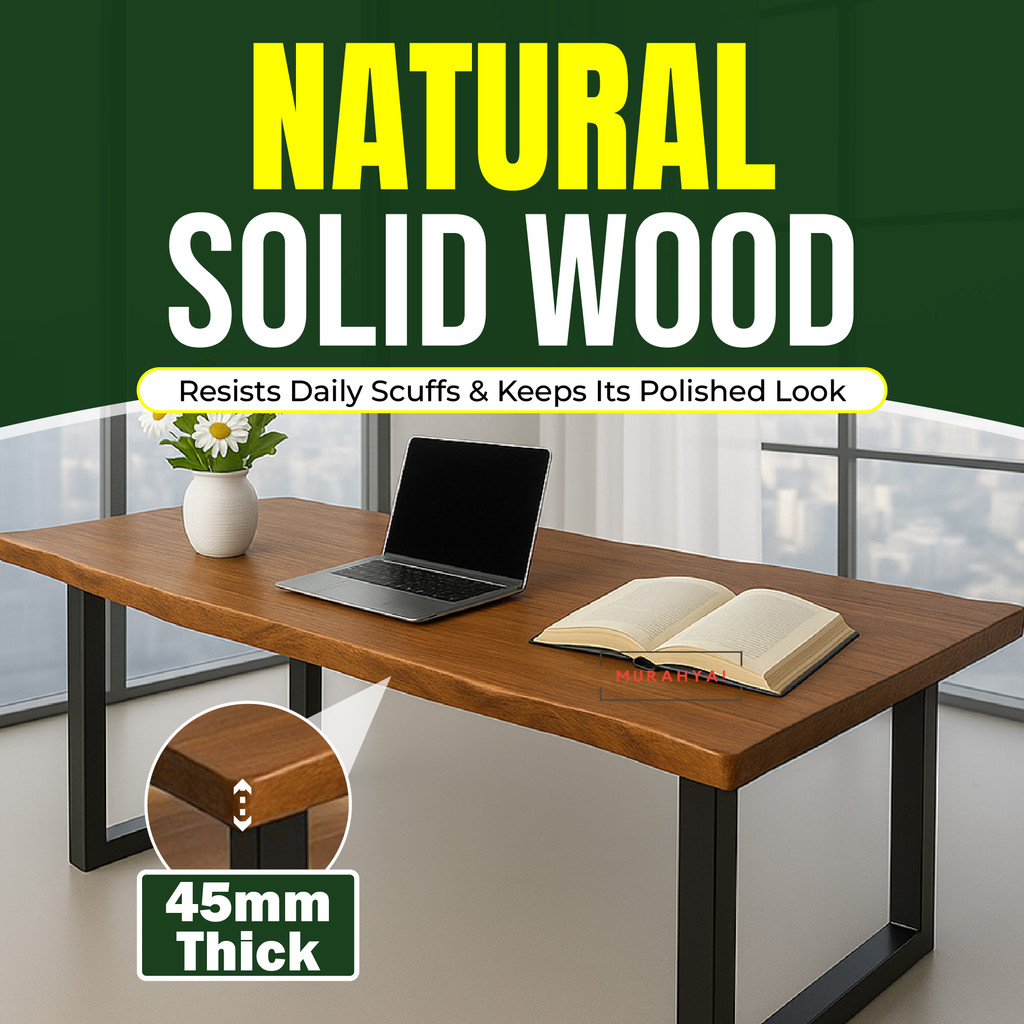 Solid Wood Table Meja Panjang Long Table Solid Wood Dining Table Meja ...