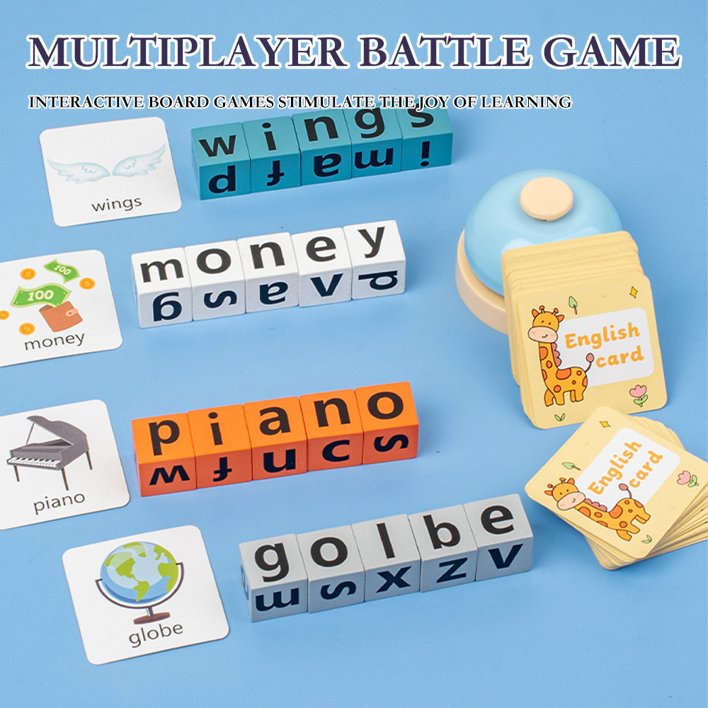 Wooden Spelling Word Game Multiplayer Learning Toy for Kids Educational ...