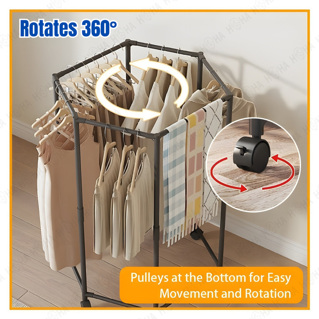 Cloth Rack Multifunctional Double-Layer Rotate 360 ° Living Room ...