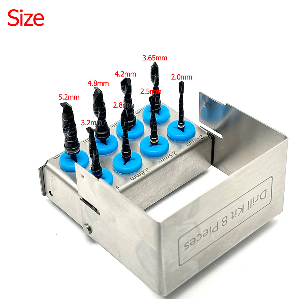 8Pcs/Set Dental Implant Drills Kit Titanium Coated Lance Pilot Drills ...