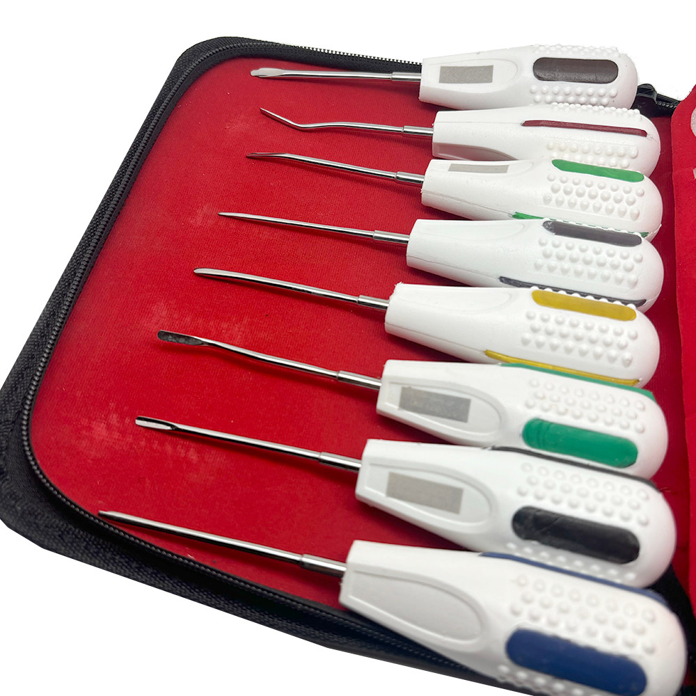 8Pcs/Set Dental Minimally Luxating Elevators Curved Root Forceps Invasive Tooth Extracting Set ...