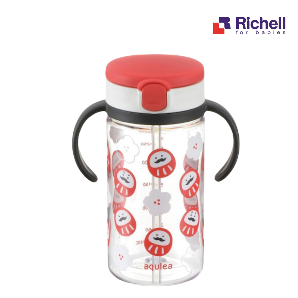 Original Richell Aqulea AQ Clear Straw Bottle Mug 320ml Botol Air ...