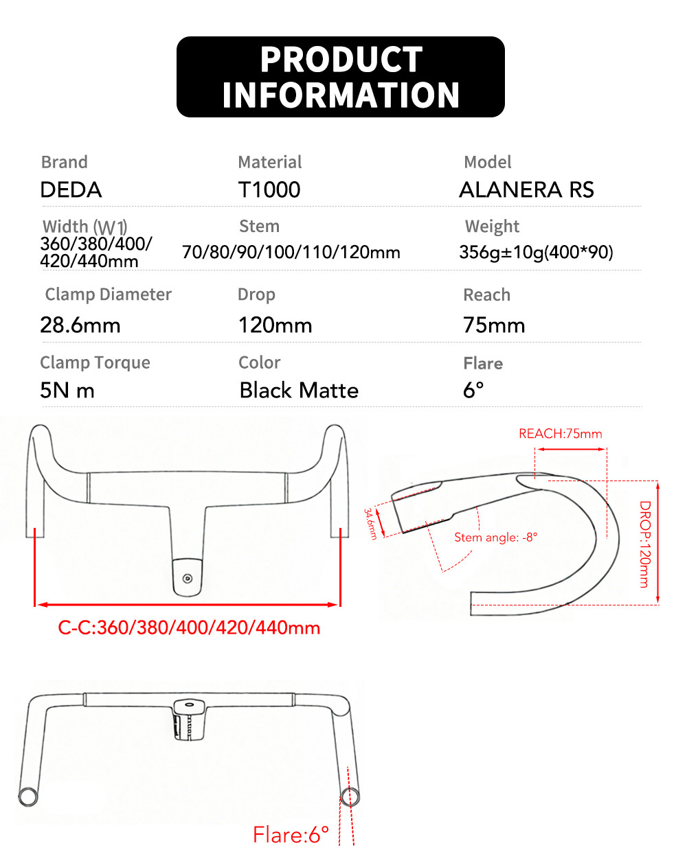 DEDA ALANERA RS Full Internal Cable Routing Road Bicycle Cockpit Carbon ...