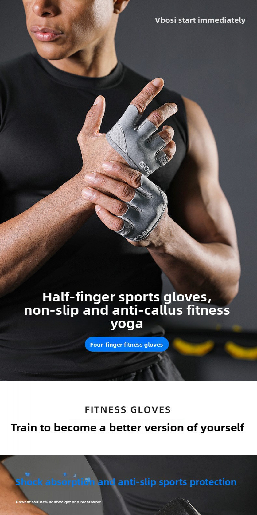 Four-Finger Gloves Anti-Cocooning Pilates Aerial Yoga Anti-Slip ...
