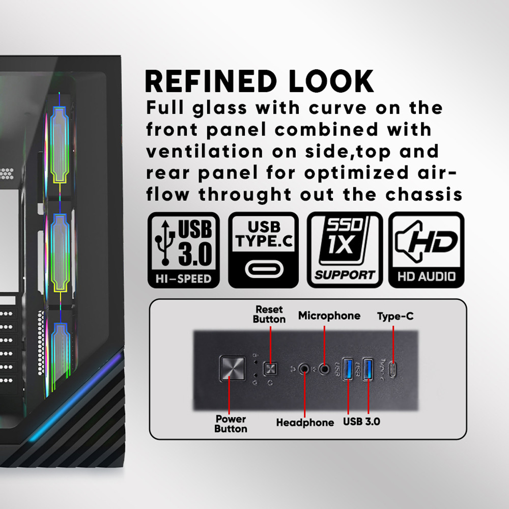 Armaggeddon AQUARON X CURVE GIGA ATX Fish Tank Design Gaming PC Case ...