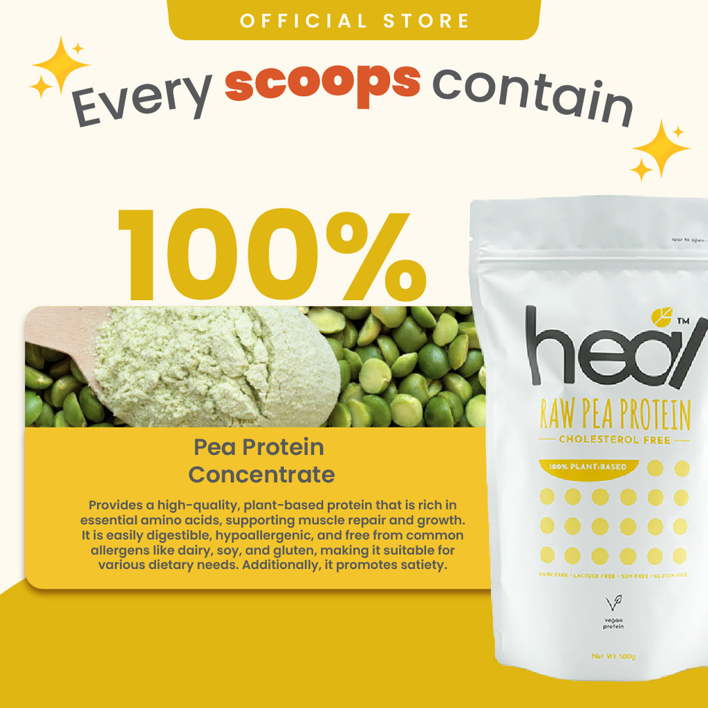 HEAL Raw Protein Isolate Unflavored Vegan Pea Protein Plant Based ...