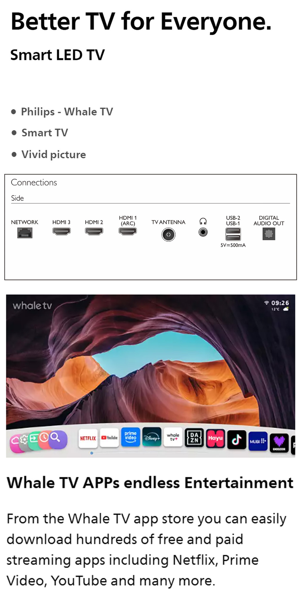 Philips Whale TV 32 Inch HD / 43 Inch Full HD HDR LED Smart TV ...