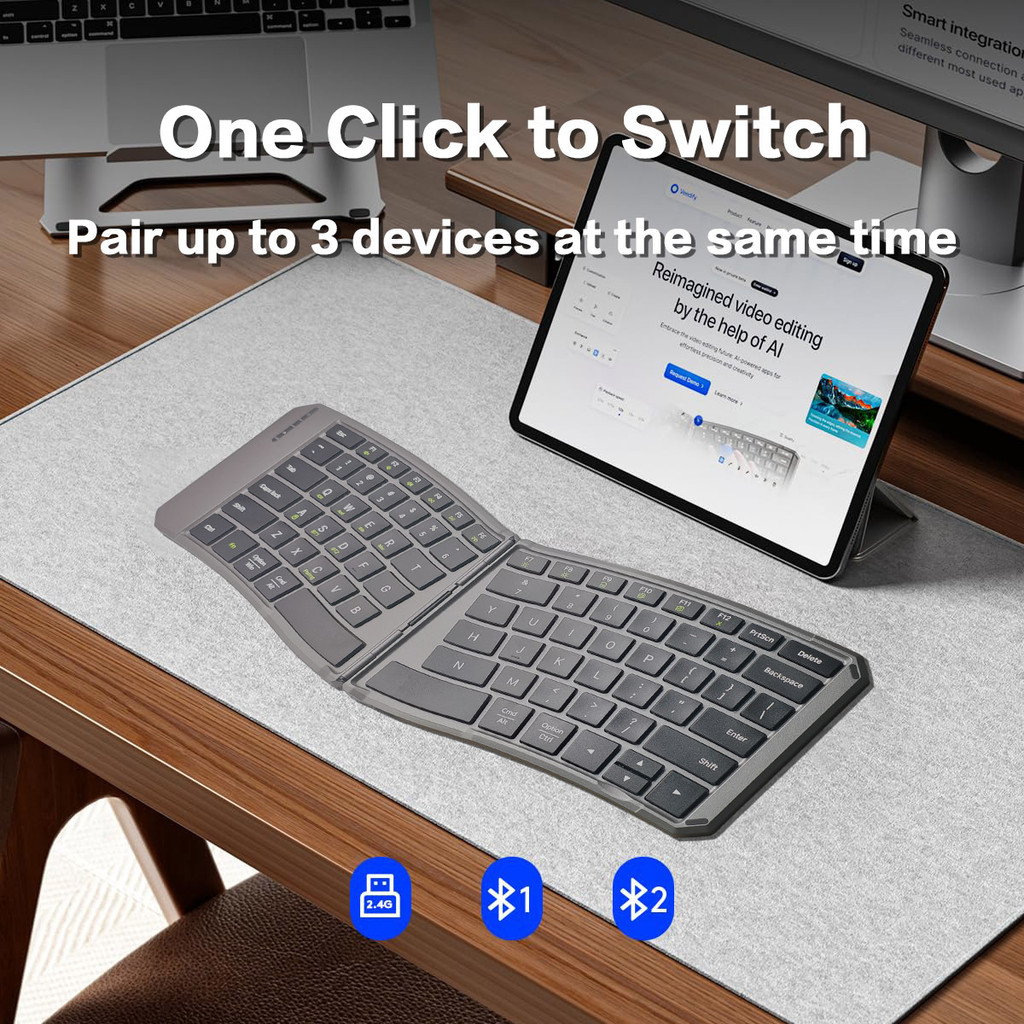 JOMAA Ergonomics 2.4G & Bluetooth Keyboard Foldable Split Keyboard ...