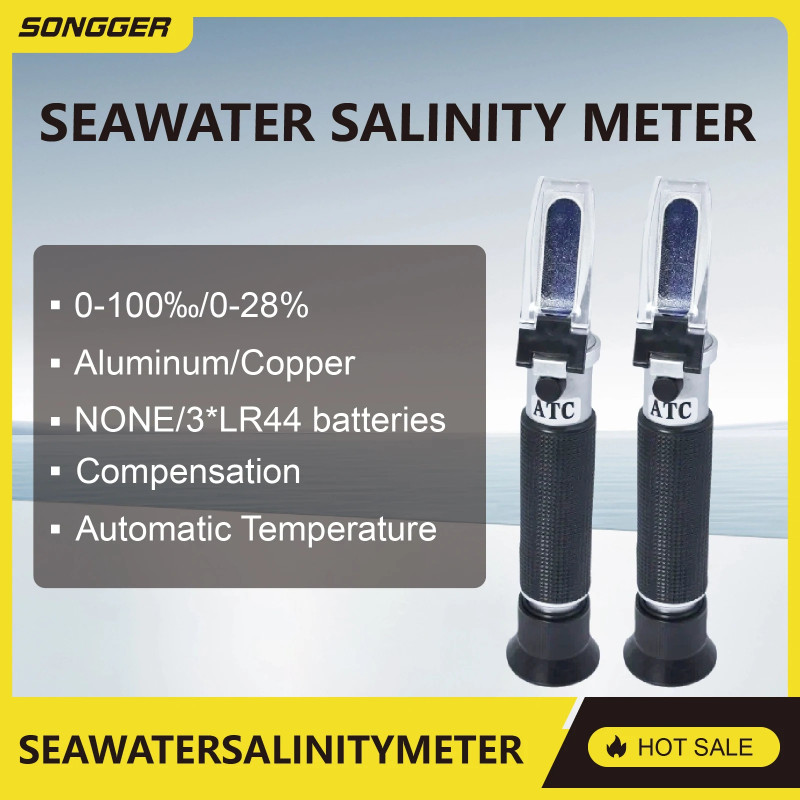 ATC Salinity Refractometer 0-28% 0-100 Saltwater Aquarium Tester ...