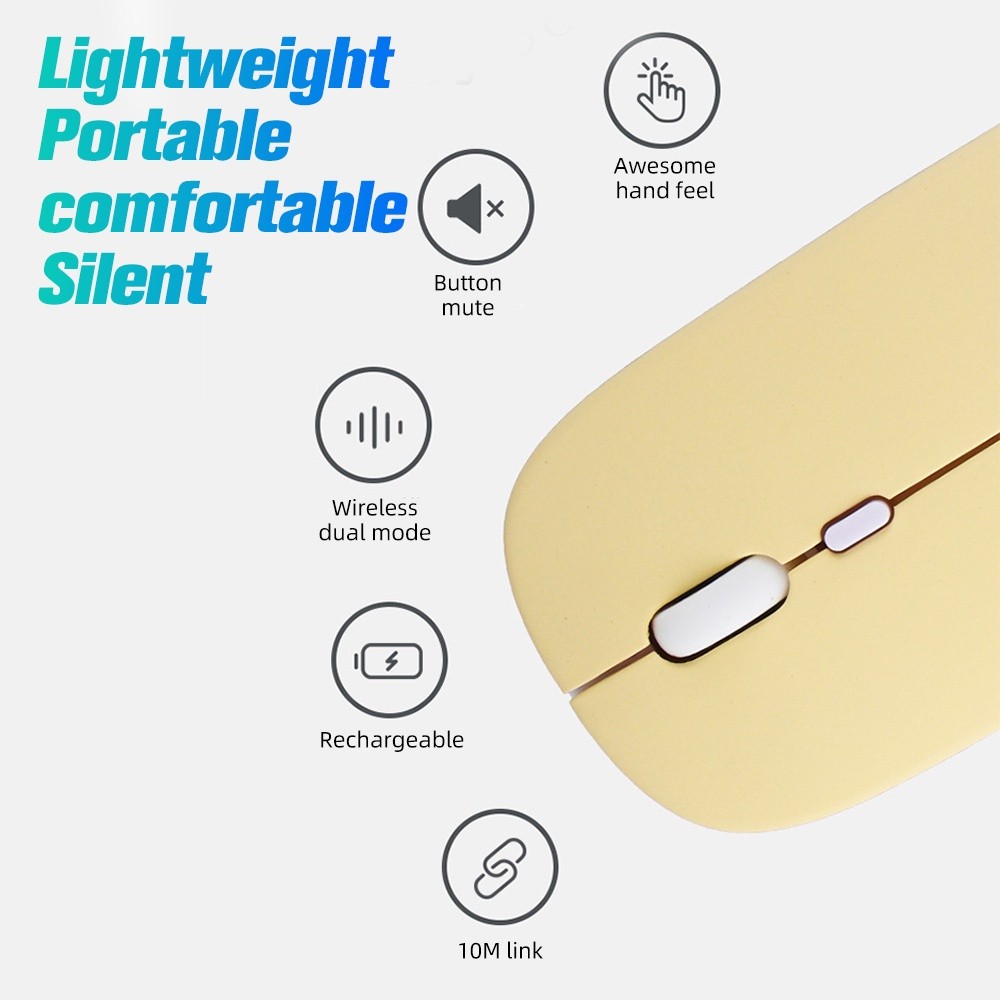 Tetikus Bluetooth Mouse Rechargeable Dual Mode Silent Wireless Mouse 2 ...