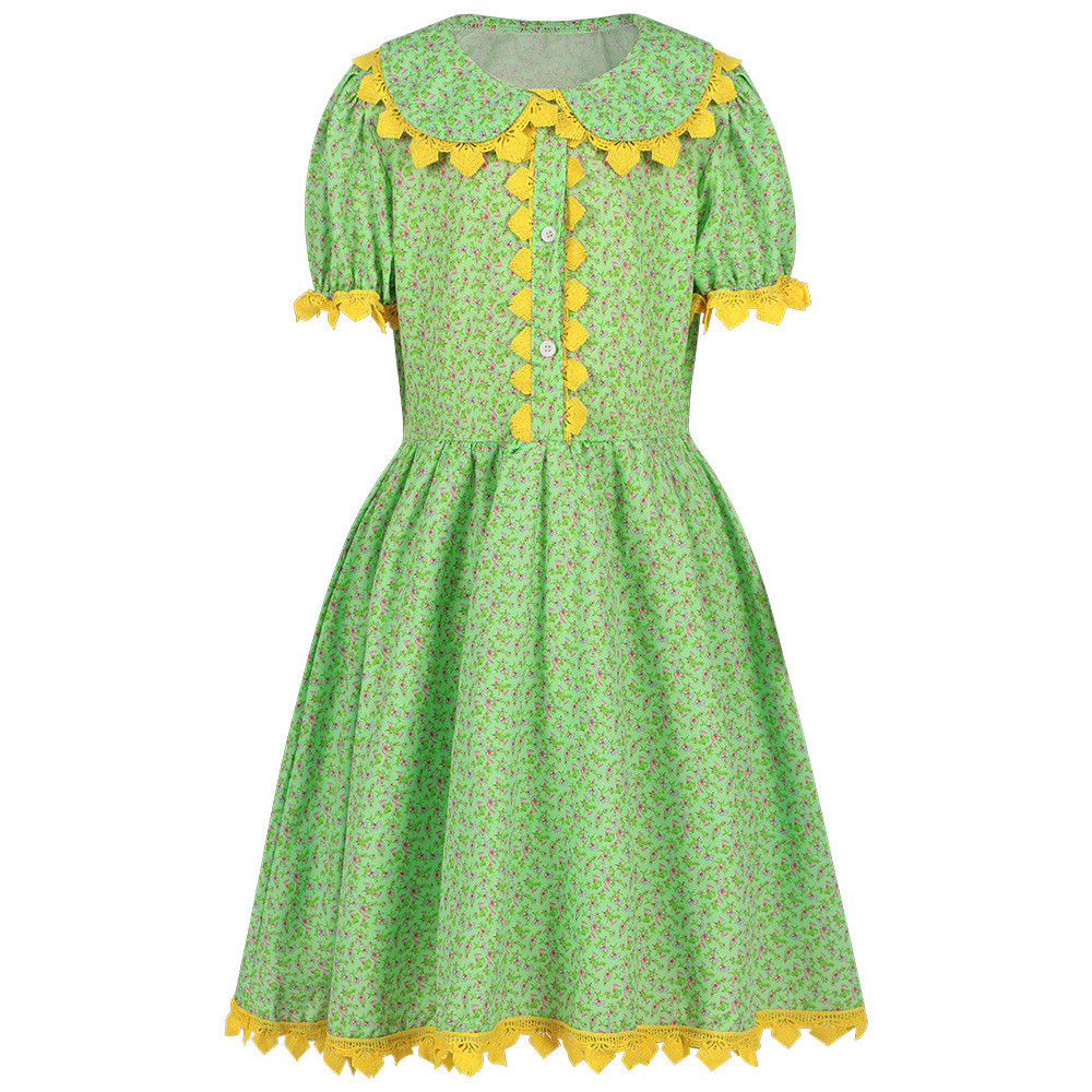 European Fantasy Girl Colonial Dress With Apron And Hat For Halloween ...