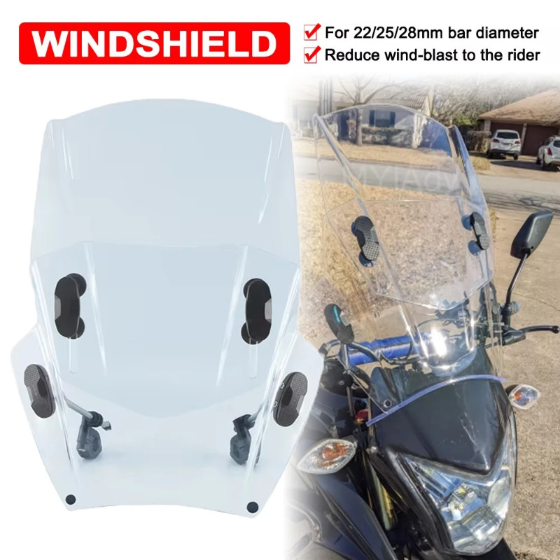 Universal Motorcycle Handlebar Windshield Windscreen Double Bubble ...