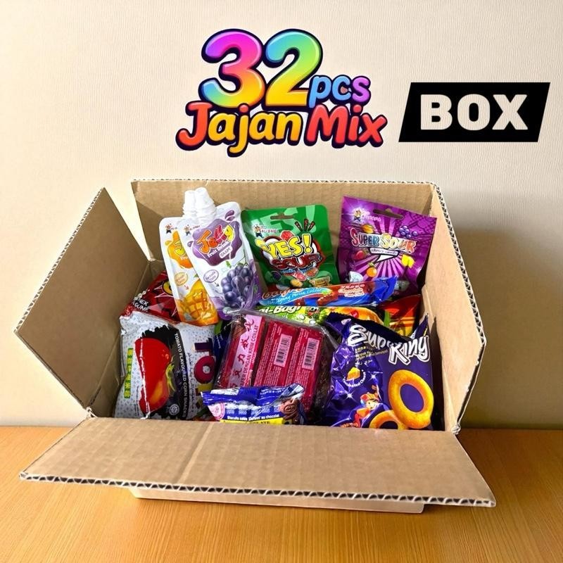 32pcs Jajan Mix Kotak | Mix Snack Pack (Keropok + Jelly + Candy + Bagi ...