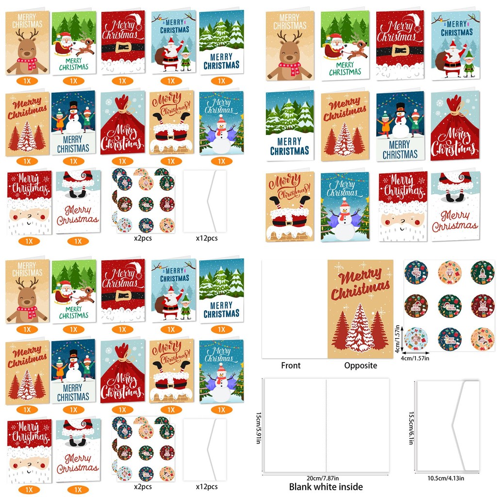 Card Themed Christmas Collection With Festive Stickers And Envelopes ...