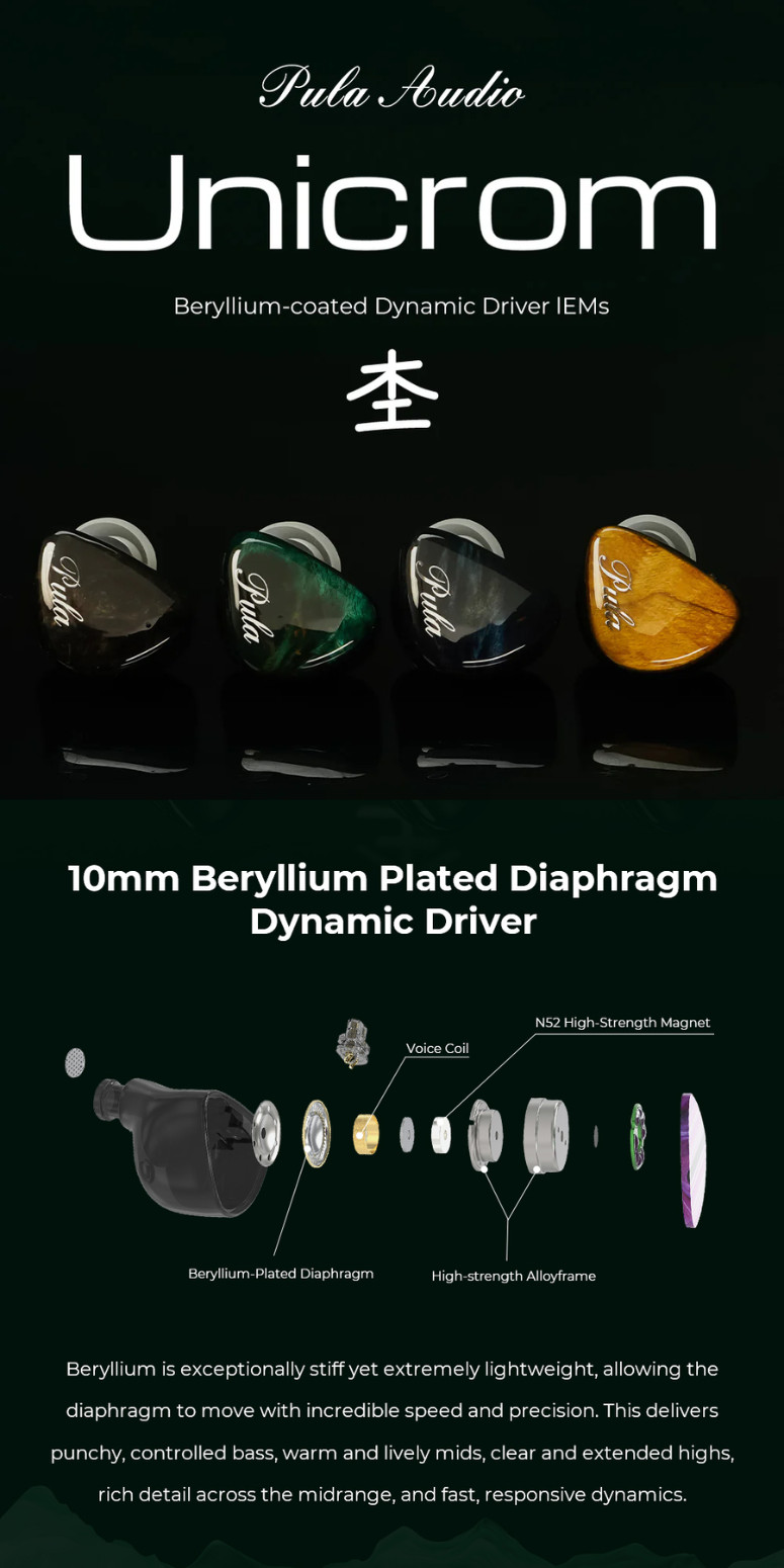 Pula Audio Unicrom, In-Ear Monitors: Single Beryllium-Plated Dynamic ...