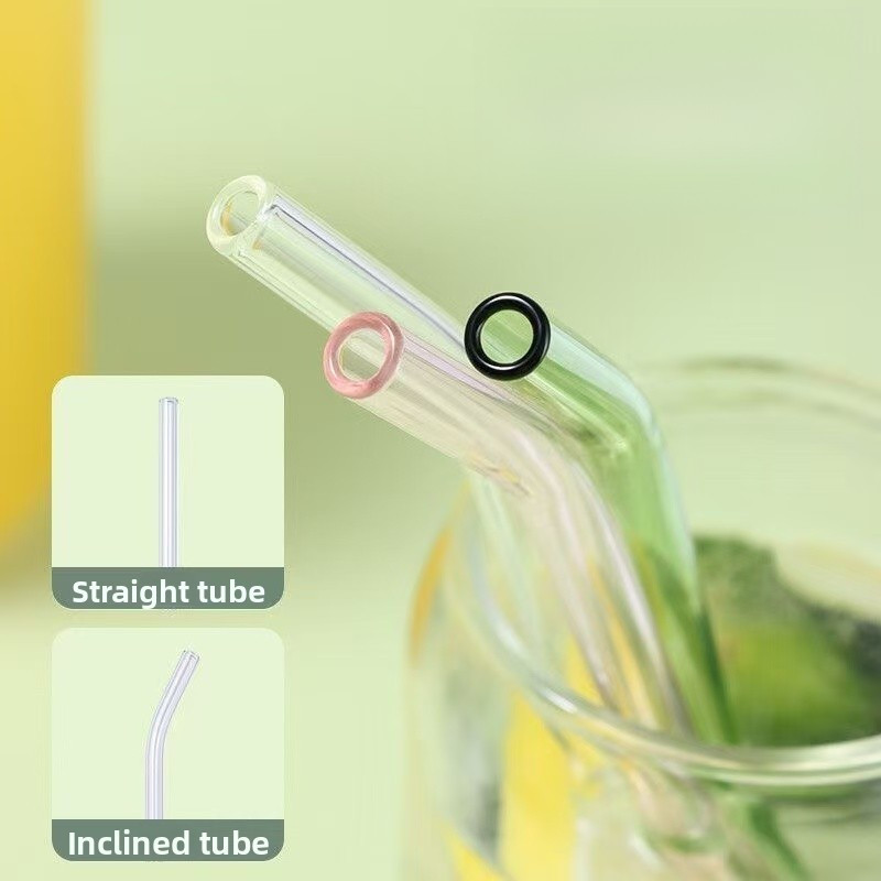 M & K | Transparent Transparent Colored Glass Straw Set Elbow Straight ...