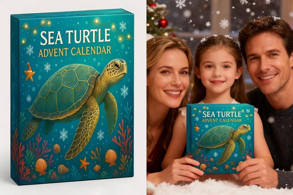 poetil Festive Sea Turtle Decor Ocean-themed Advent Calendar Sea Turtle ...