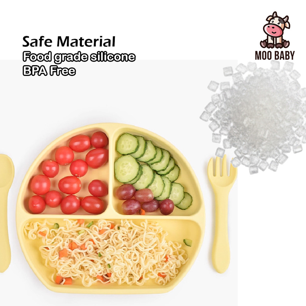 👶Pinggan Baby Plate Set Silicon Plate Baby Food Plate Set Kids Plate ...