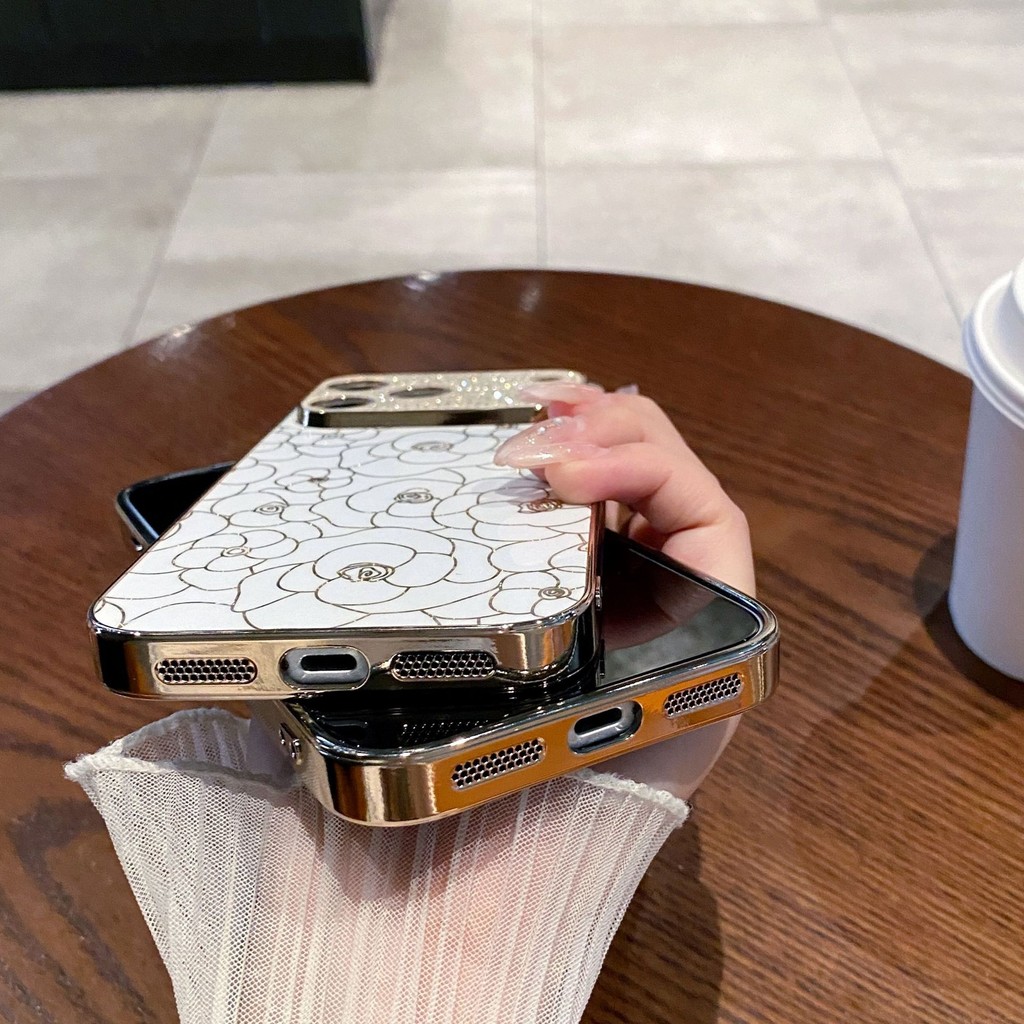 Luxury Diamonds Camellia Flower Phone Girls Case for iPhone 17 Air 16 ...