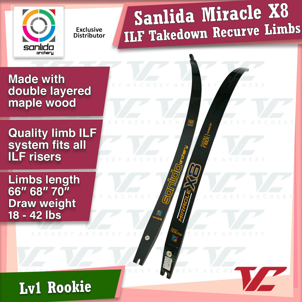 V Club Archery Sanlida Miracle X8 Target Recurve Bow Limbs - Layered ...