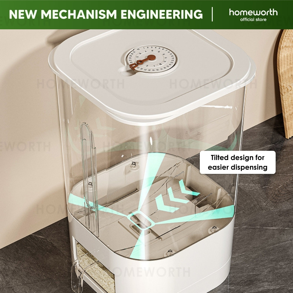 HOMEWORTH Rice Storage Container Airtight Sealed Kitchen Grain Bin Keep ...