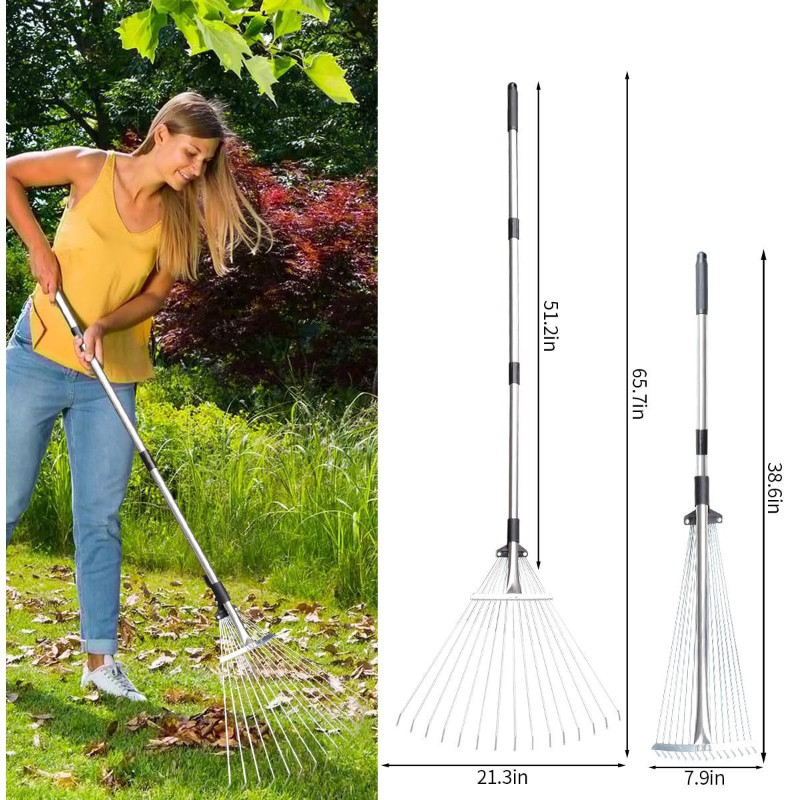 Stainless Steel Leaf Rake Grass Rake Gardening Tool Penyapu Daun Besi ...