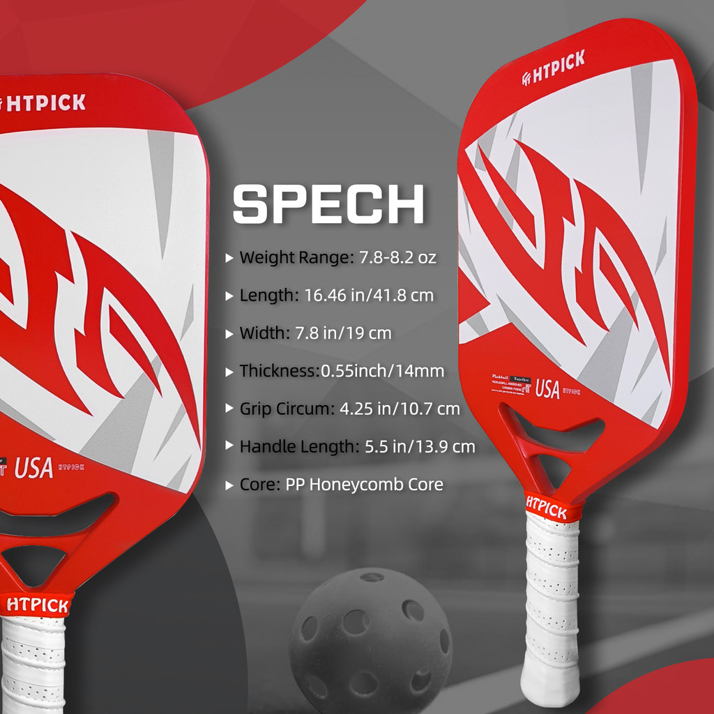 HT-PICK RY005S T700 Carbon Fiber Pickleball Paddle 14mm Honeycomb Core ...