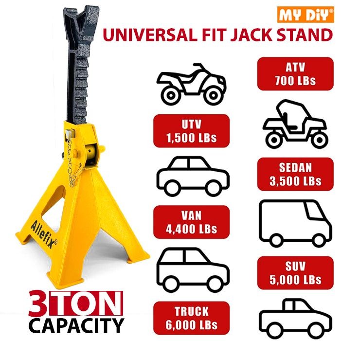 ALLEFIX 1PAIR 3 TON Heavy Duty 3 Ton Car Jack Stand with Safety Lock ...