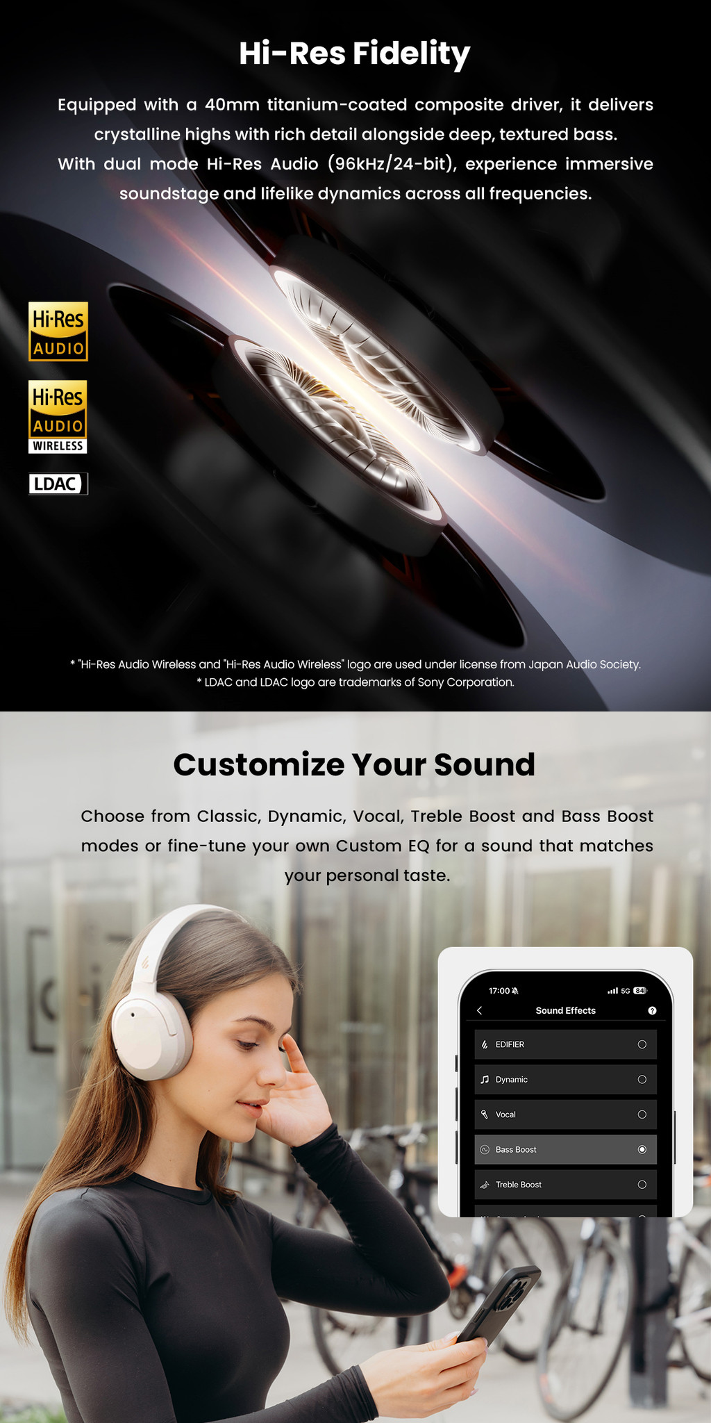 Edifier W820NB Plus Bluetooth Headphones | 88H Battery Life | ANC Noise ...