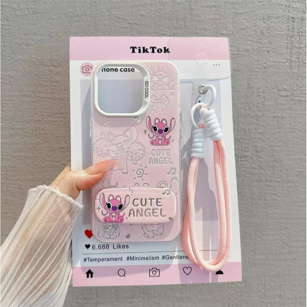 For Realme 14 13 12 12x 14T 10 11 Pro Plus 11x Cartoon Stitch Couple Bracelet Case Luxury Make ...