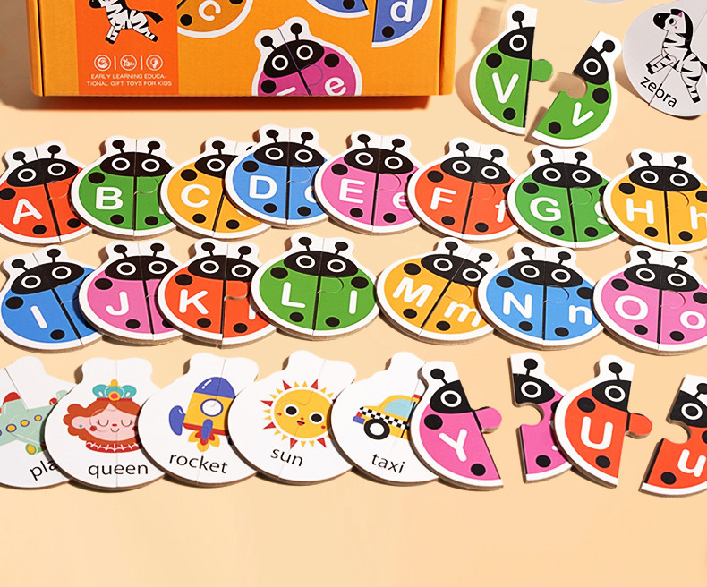 Wooden Toy Ladybug Matching Letters Alphabets Educational Early ...