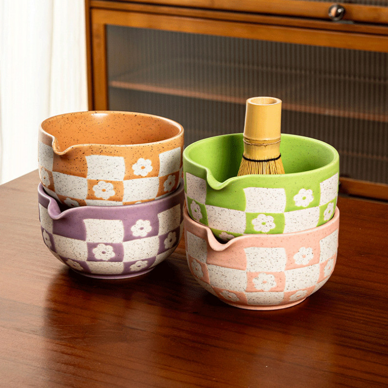 cute matcha bowl with spout chawan Cherry Blossom matcha whisk set Tea ...