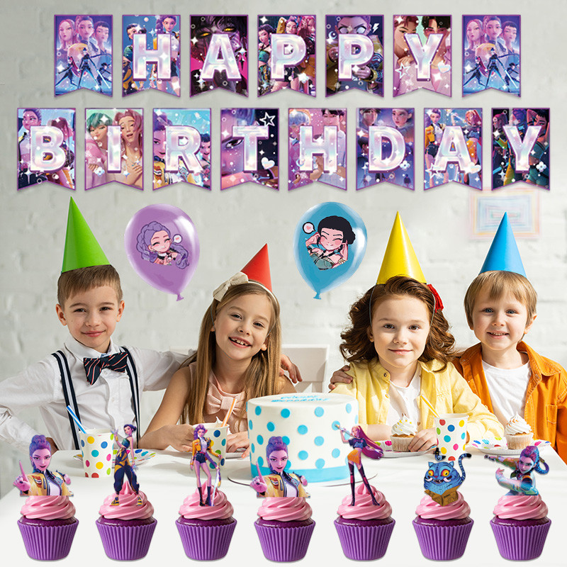 Huntrix Men's Group Theme Birthday Party Decoration K-Pop Demon Hunters ...
