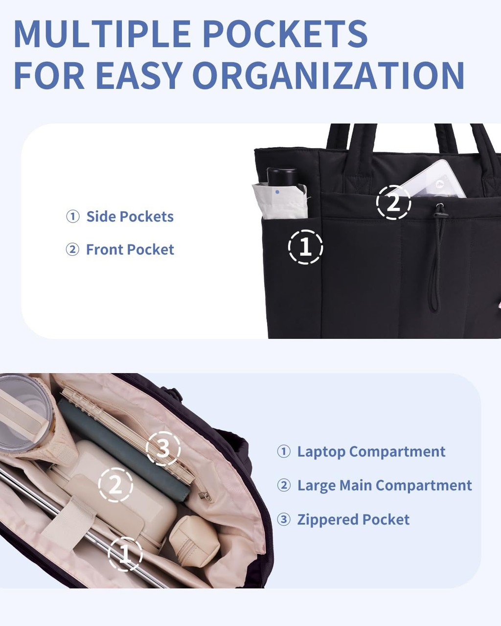 Bellezza Pura Tote Bag Large Capacity Waterproof Handbag Commuter ...