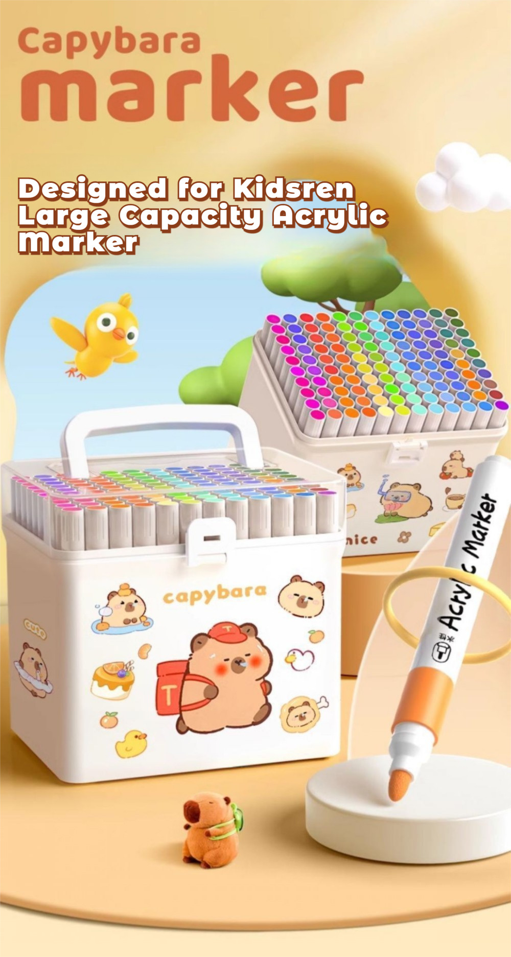 Acrylic Marker Watercolor Pen Set Capybara Little Pony Student Art 120 ...